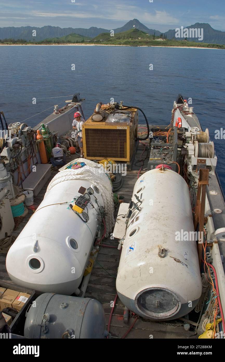 Diving chambers on dive boat Stock Photo - Alamy