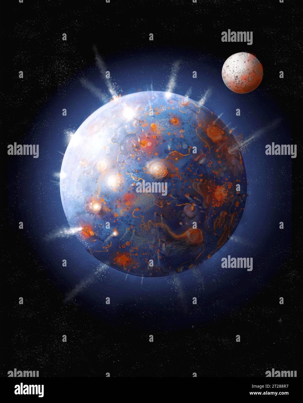 Late heavy bombardment of Earth, conceptual illustration Stock Photo ...