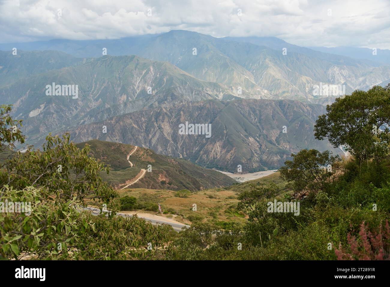 Chicamocha Canyon, mountainous landscape of the Colombian Andes, in Santander, Colombia Stock ...