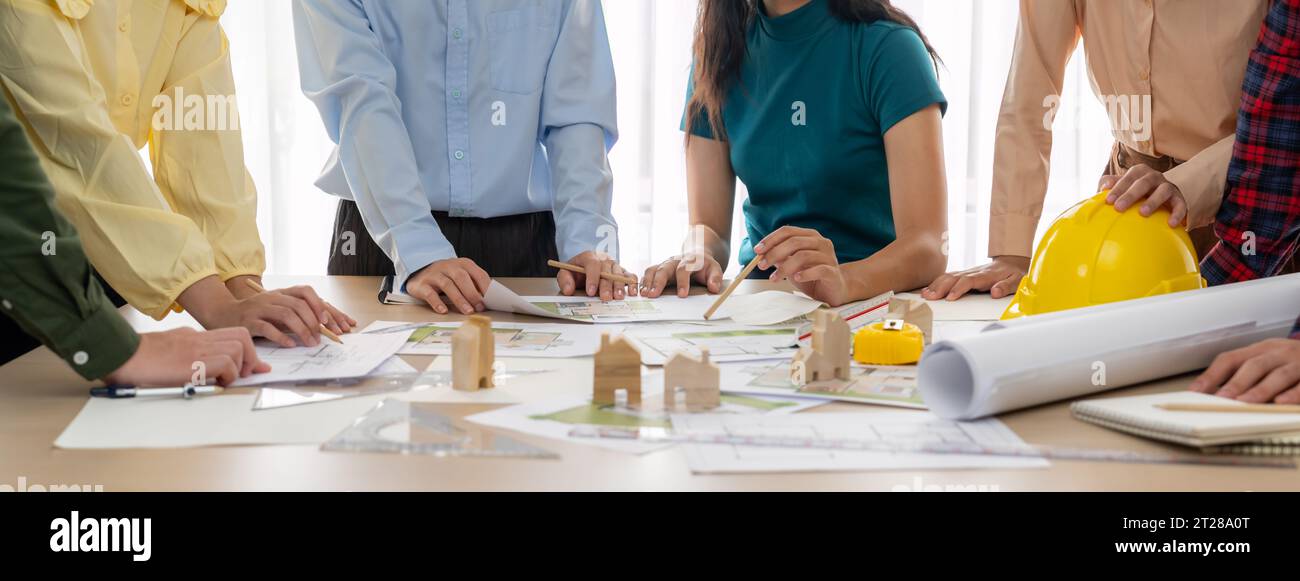 Professional architect engineer team discussion about architectural ...