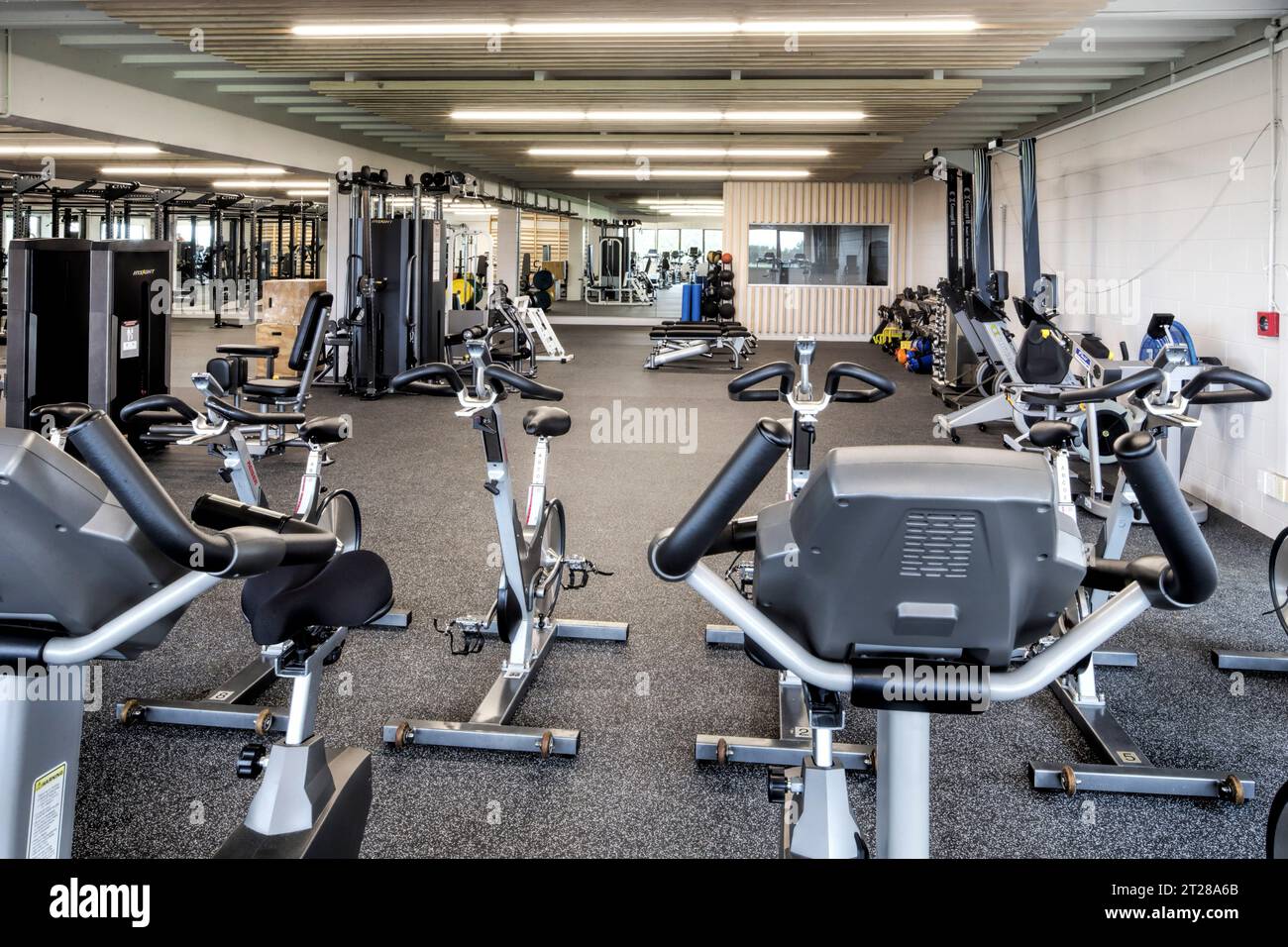 A general view of a equipment in a Gymnasium Stock Photo - Alamy