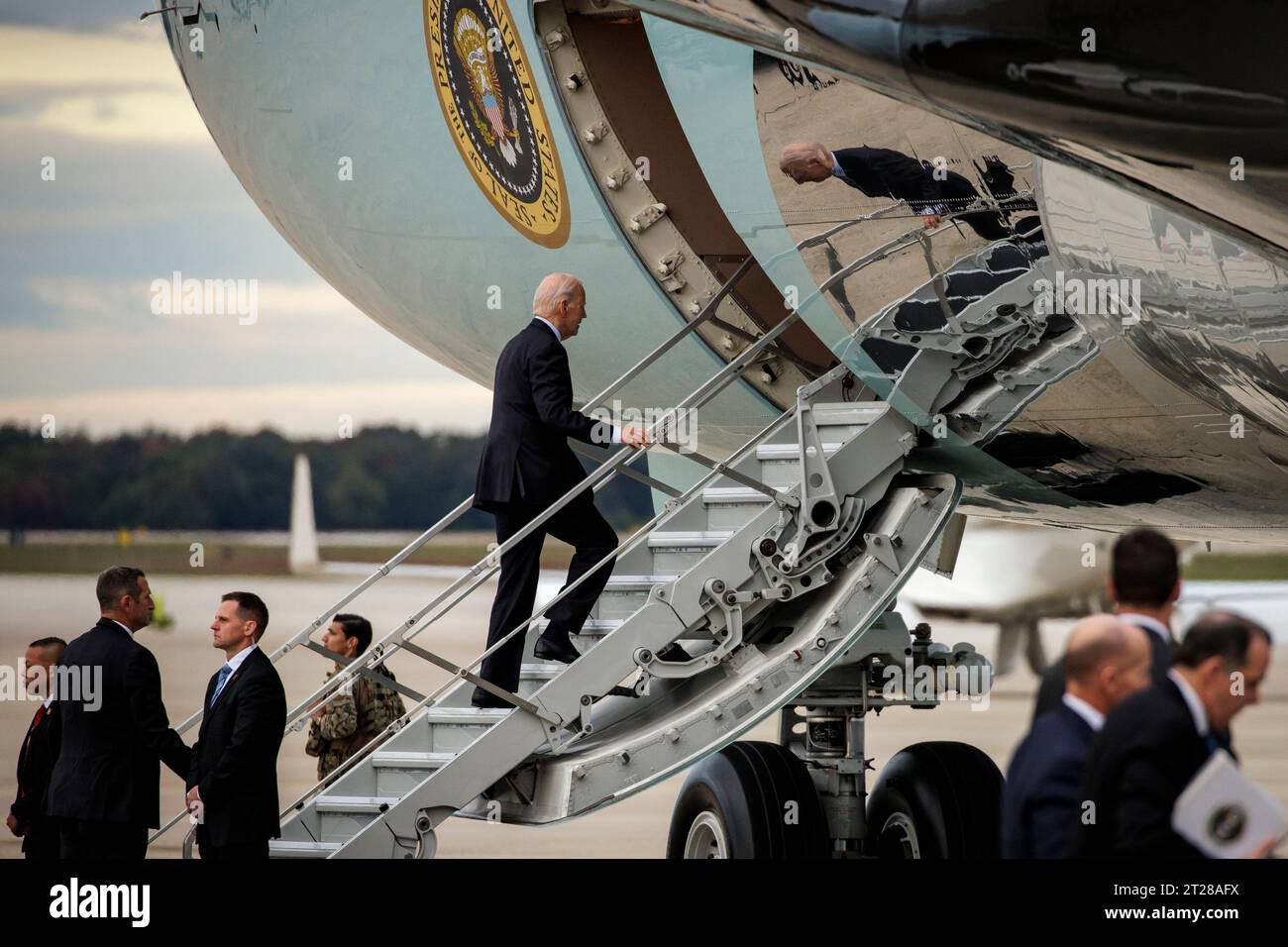 United States President Joe Biden boards Air Force One on October 17 ...
