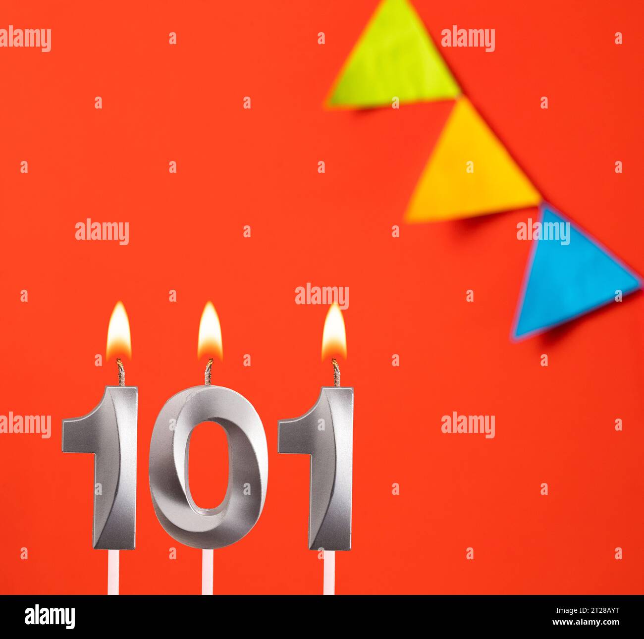 Birthday candle number 101 - Invitation card in orange background Stock ...