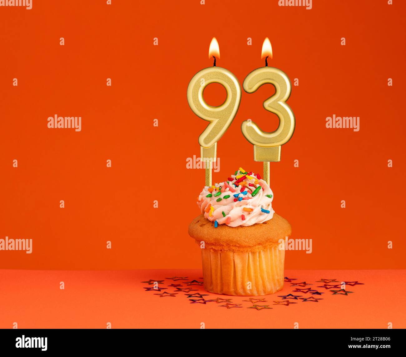 Number 93 candle - Birthday card design in orange background Stock ...
