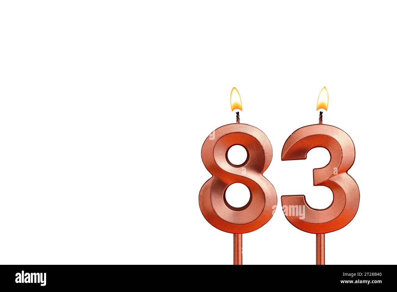 Birthday candle number 83 on white background Stock Photo - Alamy