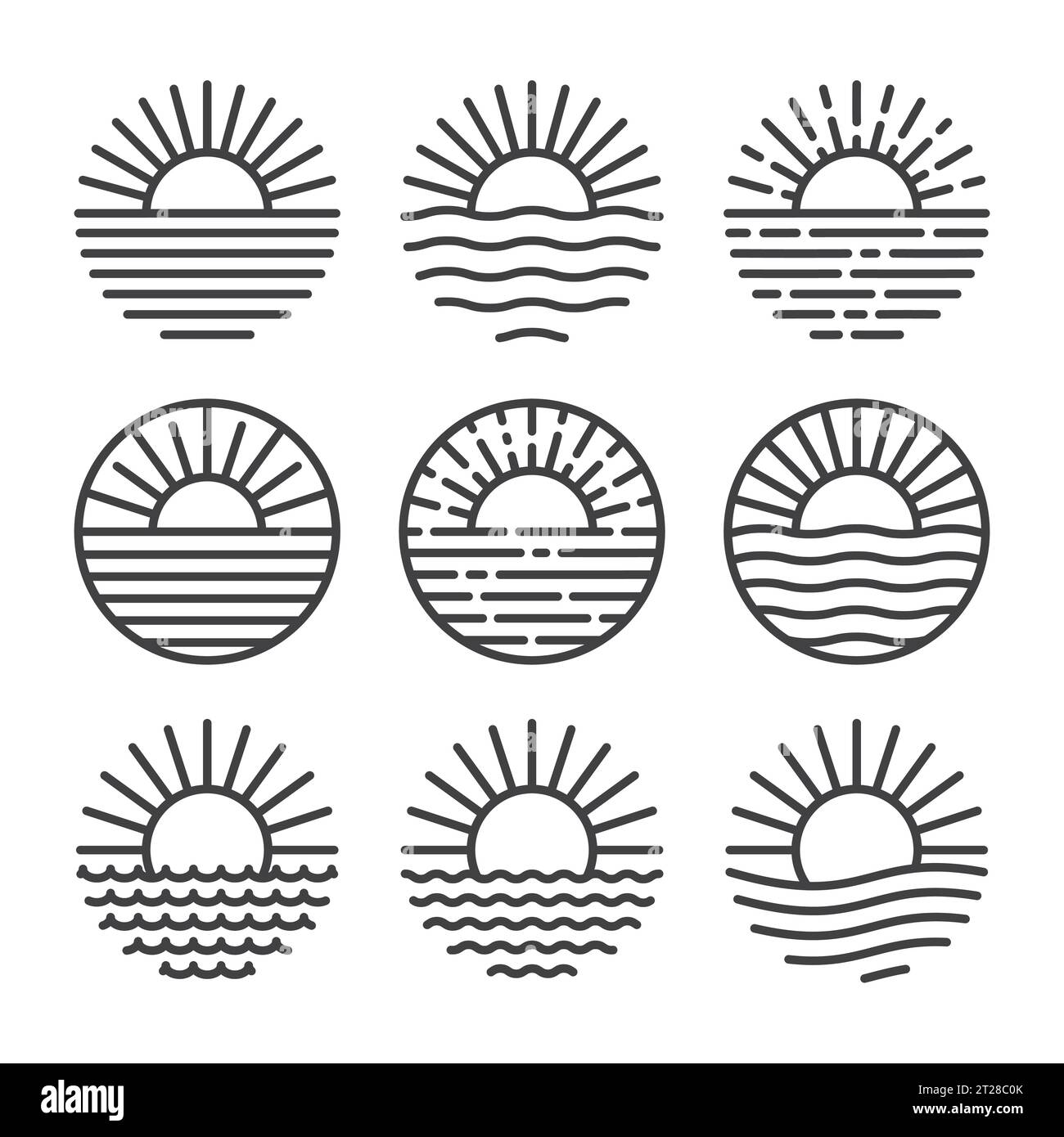 Sun outline icon set isolated white background Stock Vector Image & Art ...