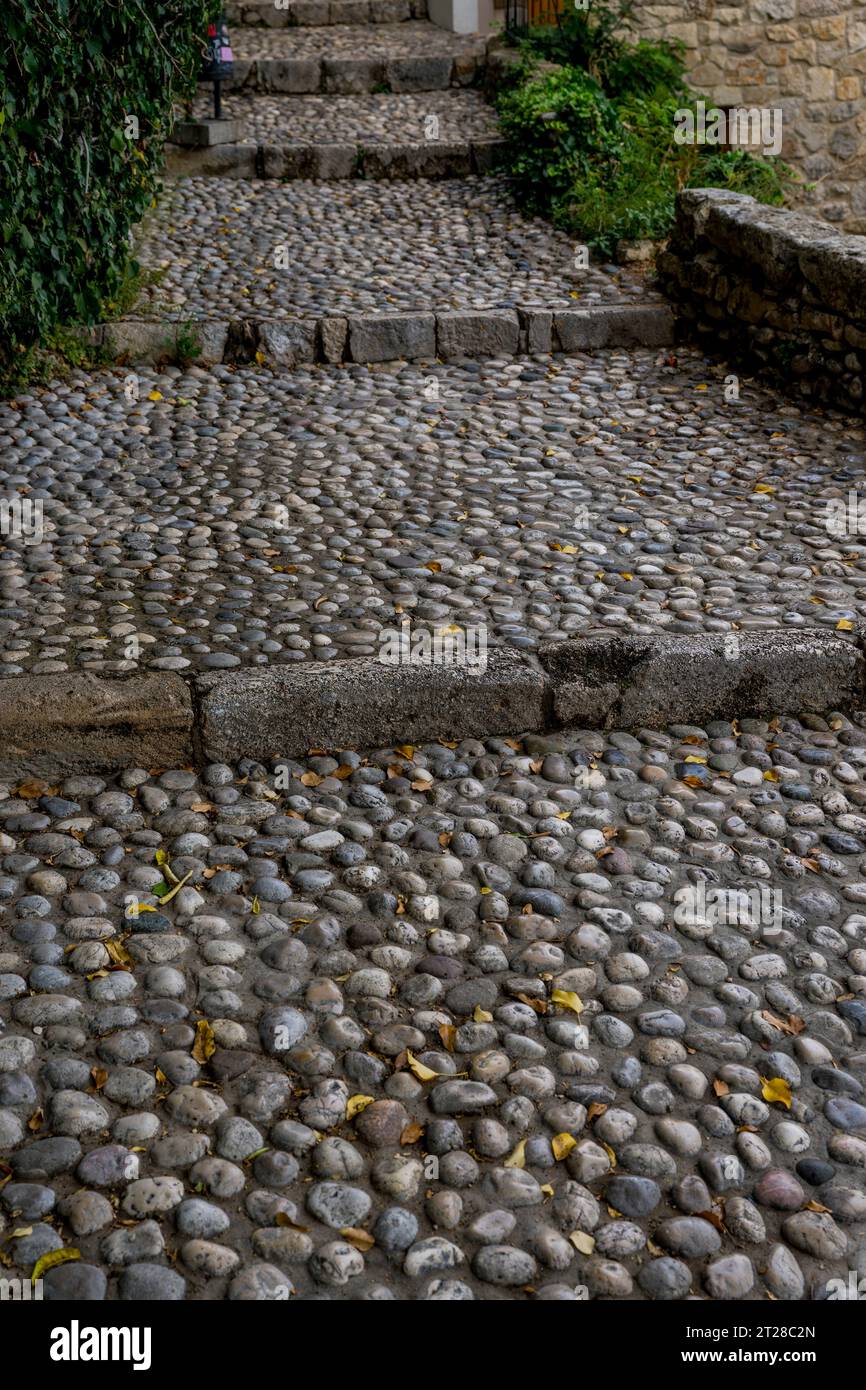 Detail of the cobblestones of the Kriva Cuprija (Crooked Bridge) over ...