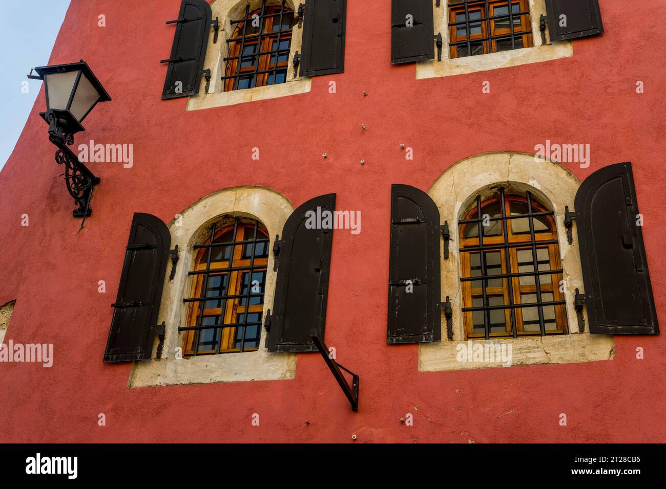 Detail of colorful houses at the Stari Most, also known as Mostar ...