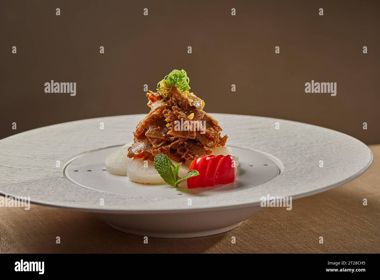 Marinated Steaming beef tripe stew in restaurant，braised beef tripe, lo ...