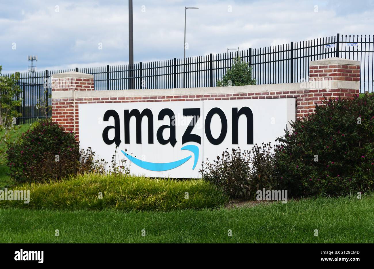 Newport, Delaware, U.S.A - October 15, 2023 - The sign of the Amazon ...