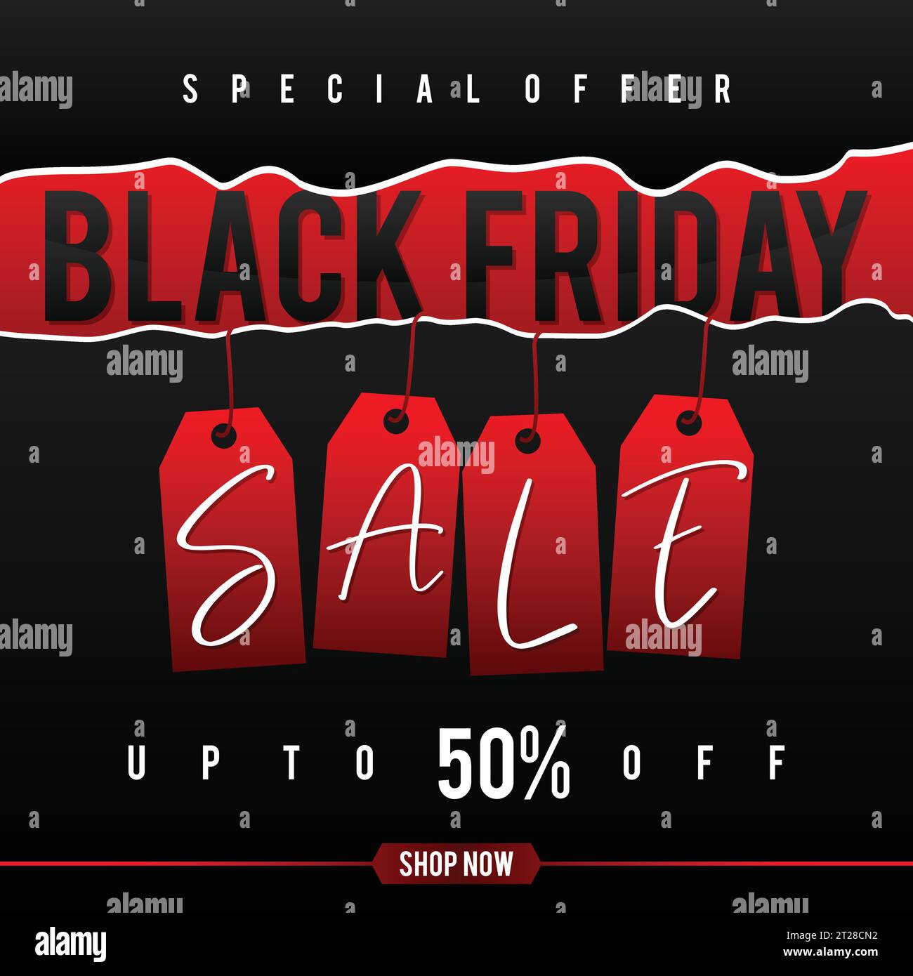 Black Friday Sale promotion banner design with hang tag. Vector ...