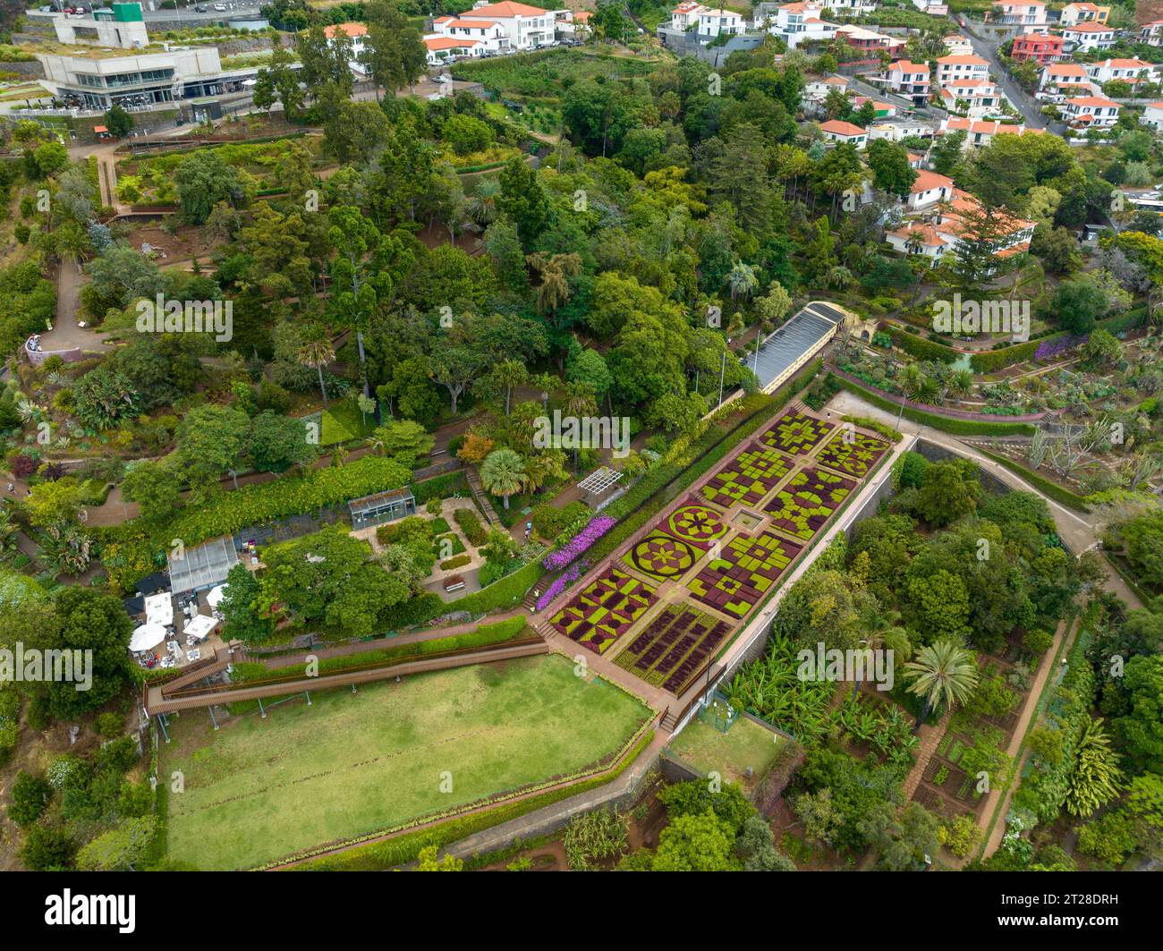 Aerial view of the Botanical Garden Monte, Eng. Rui Vieira in Funchal ...