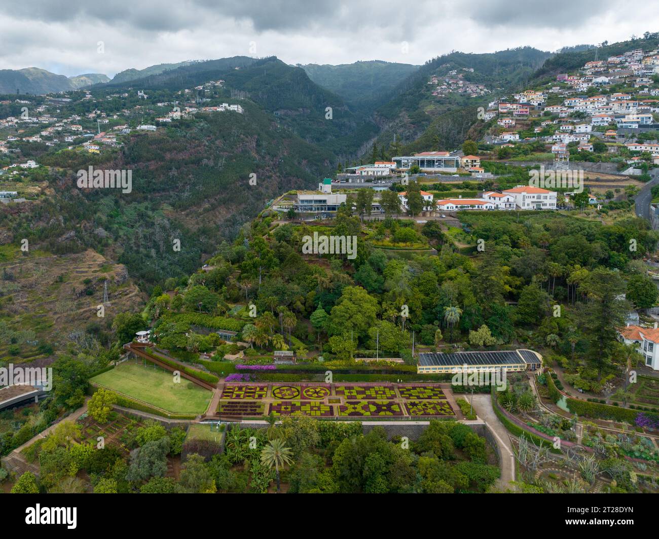 Aerial view of the Botanical Garden Monte, Eng. Rui Vieira in Funchal ...