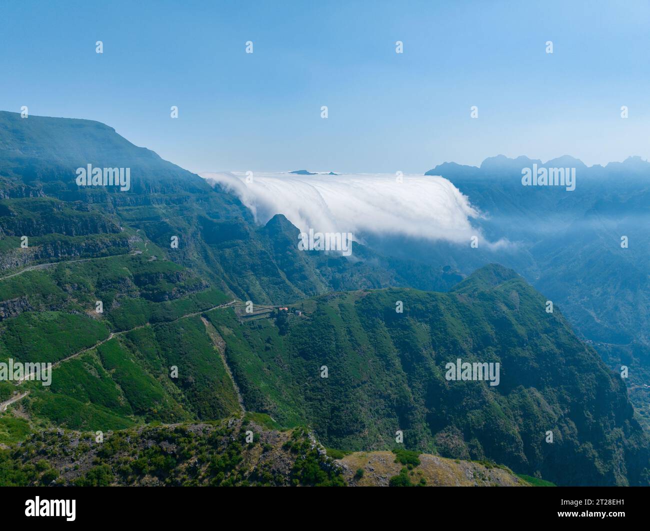 Nature scenery of Madeira island. Serra d'Agua valley and village with ...