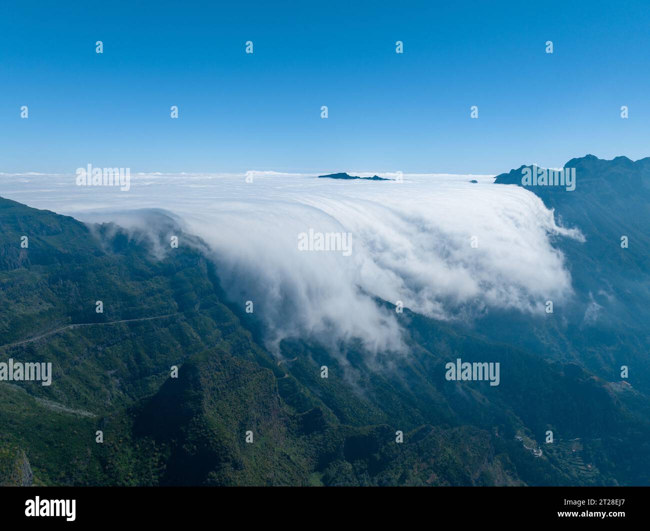 Nature scenery of Madeira island. Serra d'Agua valley and village with ...