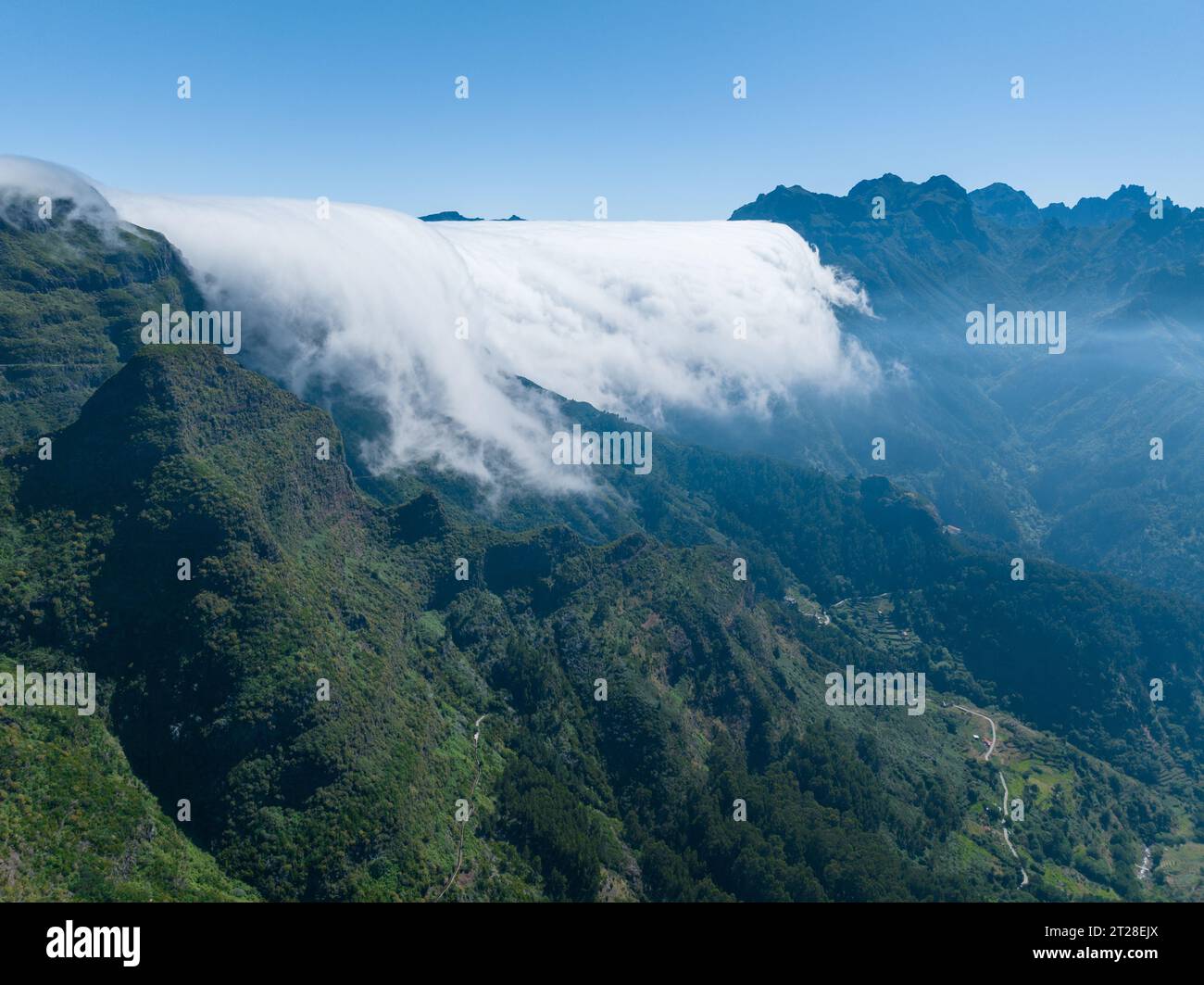 Nature scenery of Madeira island. Serra d'Agua valley and village with ...
