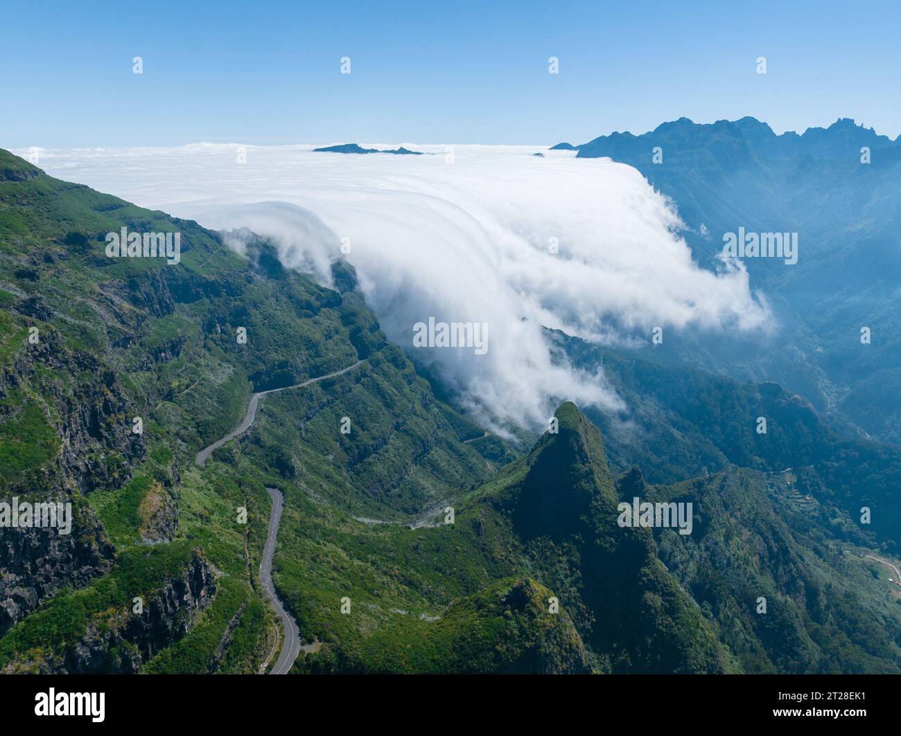 Nature scenery of Madeira island. Serra d'Agua valley and village with ...