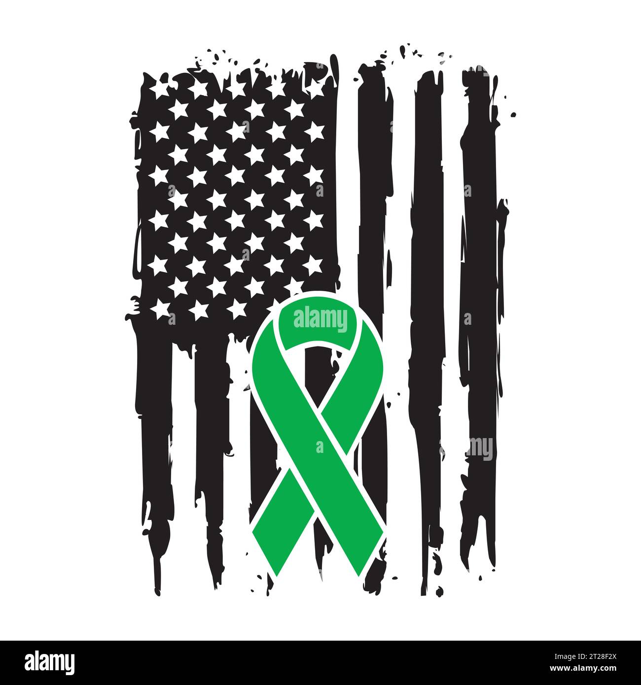 Cerebral Palsy Awareness, Green Ribbon, American Distressed Flag vector ...