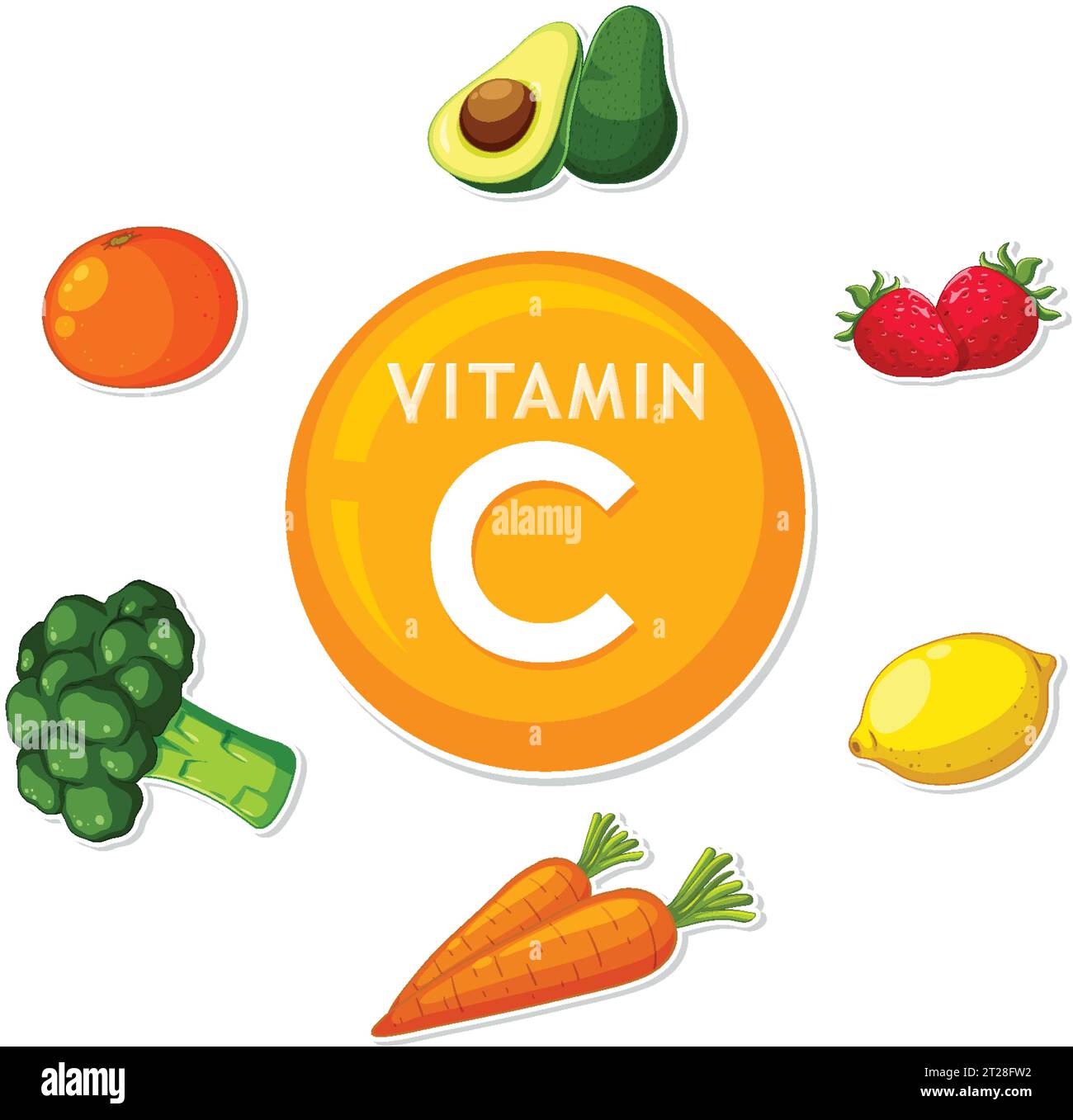 Illustration of vitamin C-rich foods for a nutritious meal Stock Vector ...