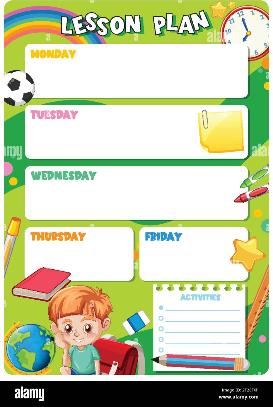 Illustration of a cute boy student with learning tools Stock Vector ...