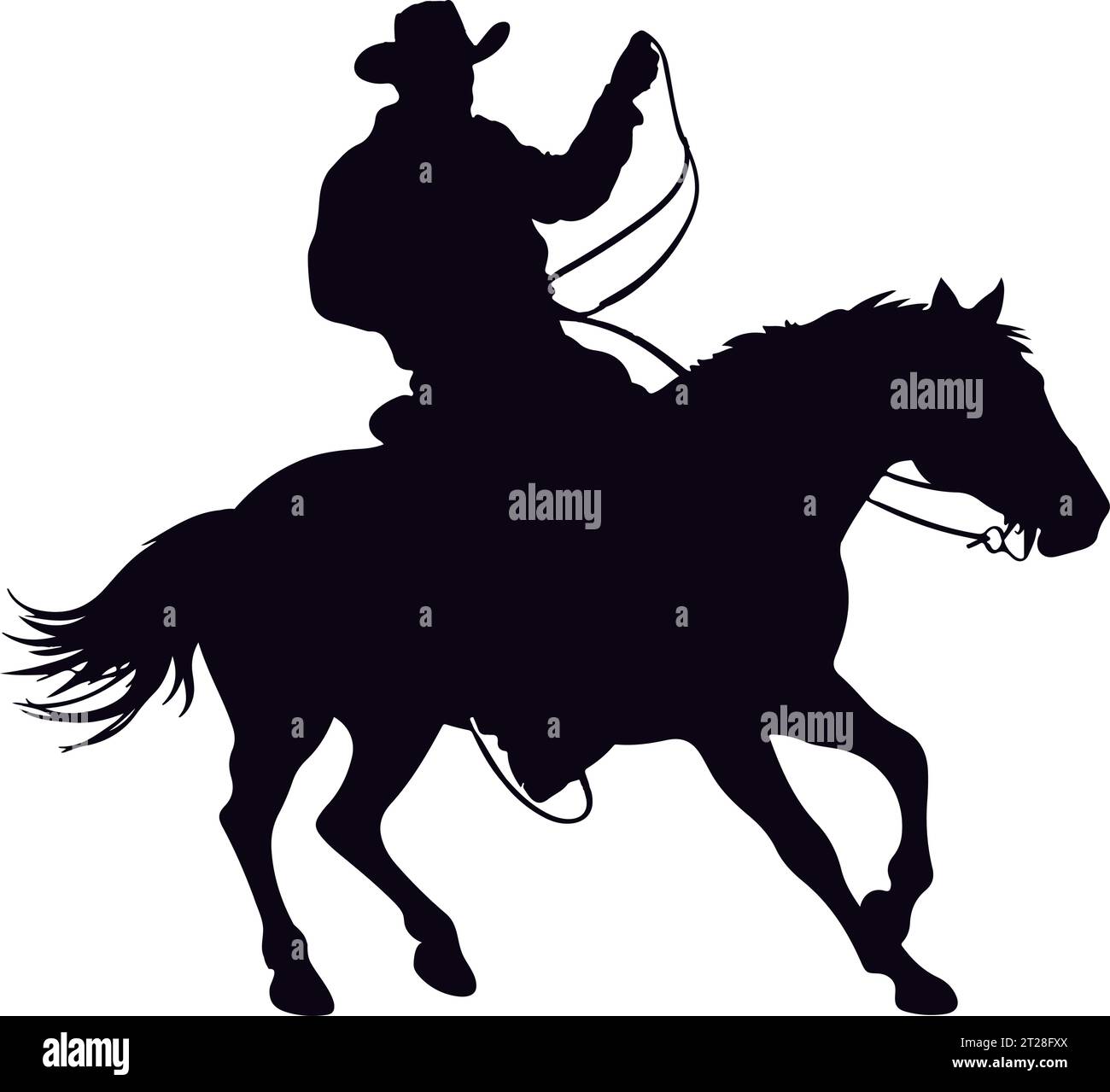 cowboy silhouette in horse side view Stock Vector Image & Art - Alamy