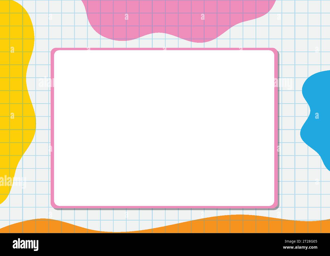 Vector cartoon illustration of a blank note template surrounded by a ...