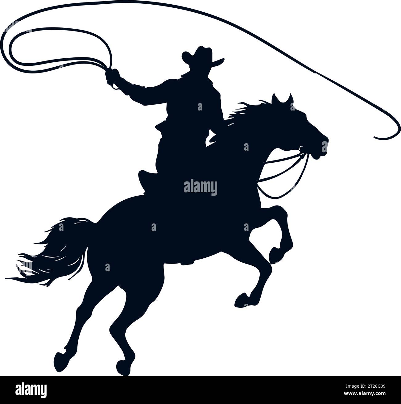 cowboy silhouette in horse and rope Stock Vector Image & Art - Alamy