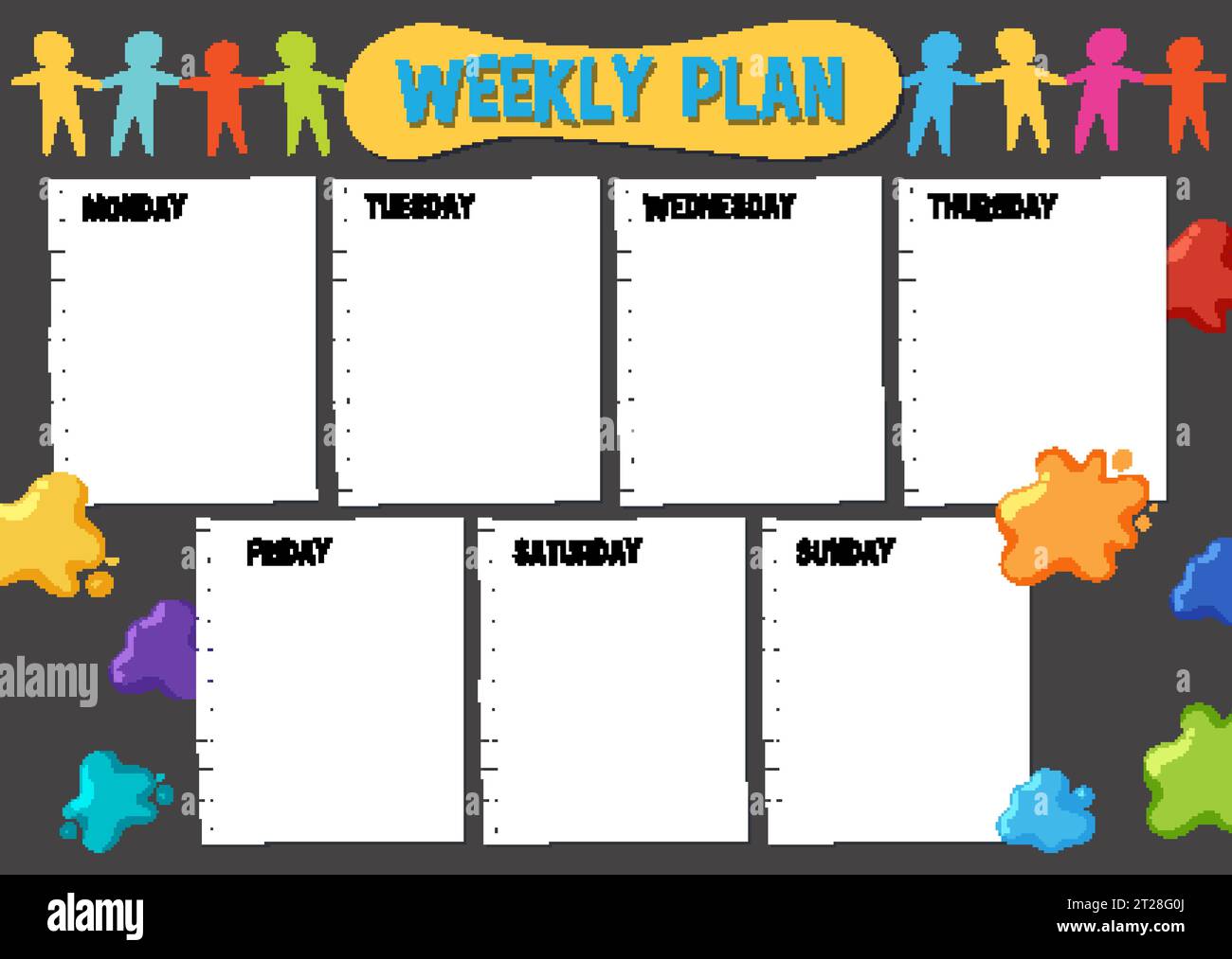 Vector cartoon illustration of a weekly plan dashboar Stock Vector ...