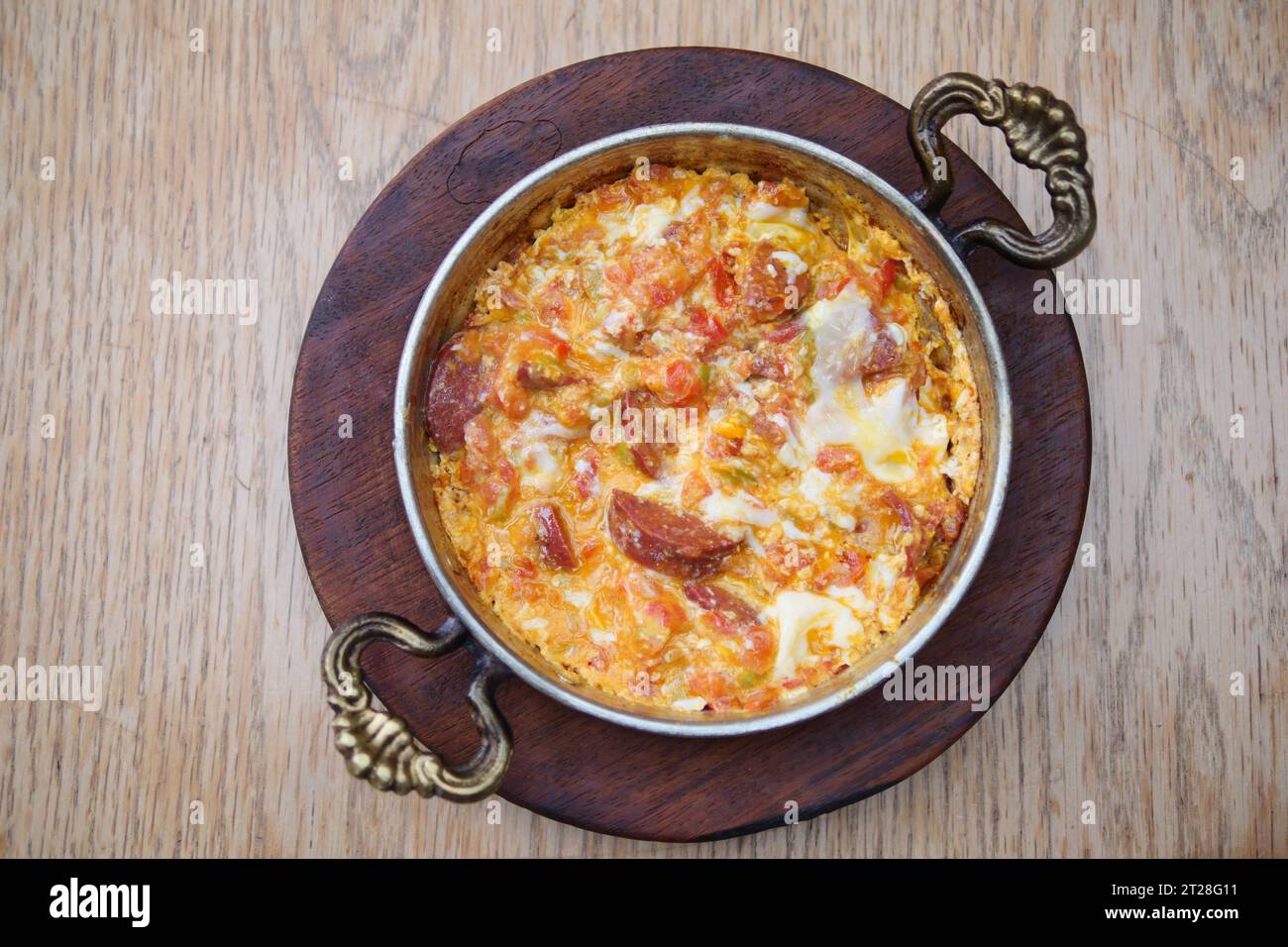 Turkish Menemen omelet in a frying pan Stock Photo - Alamy