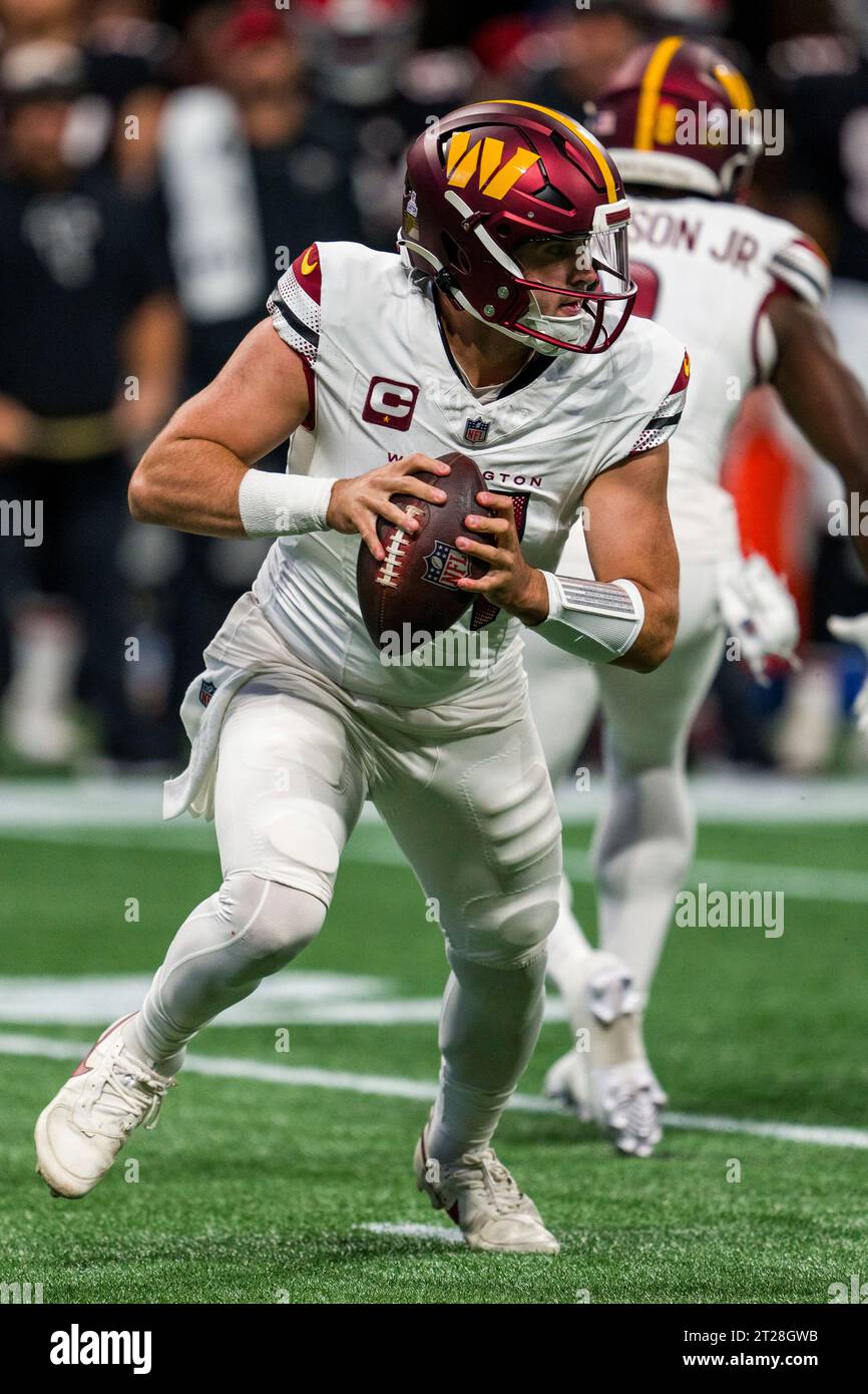 Washington Commanders quarterback Sam Howell (14) works during the ...