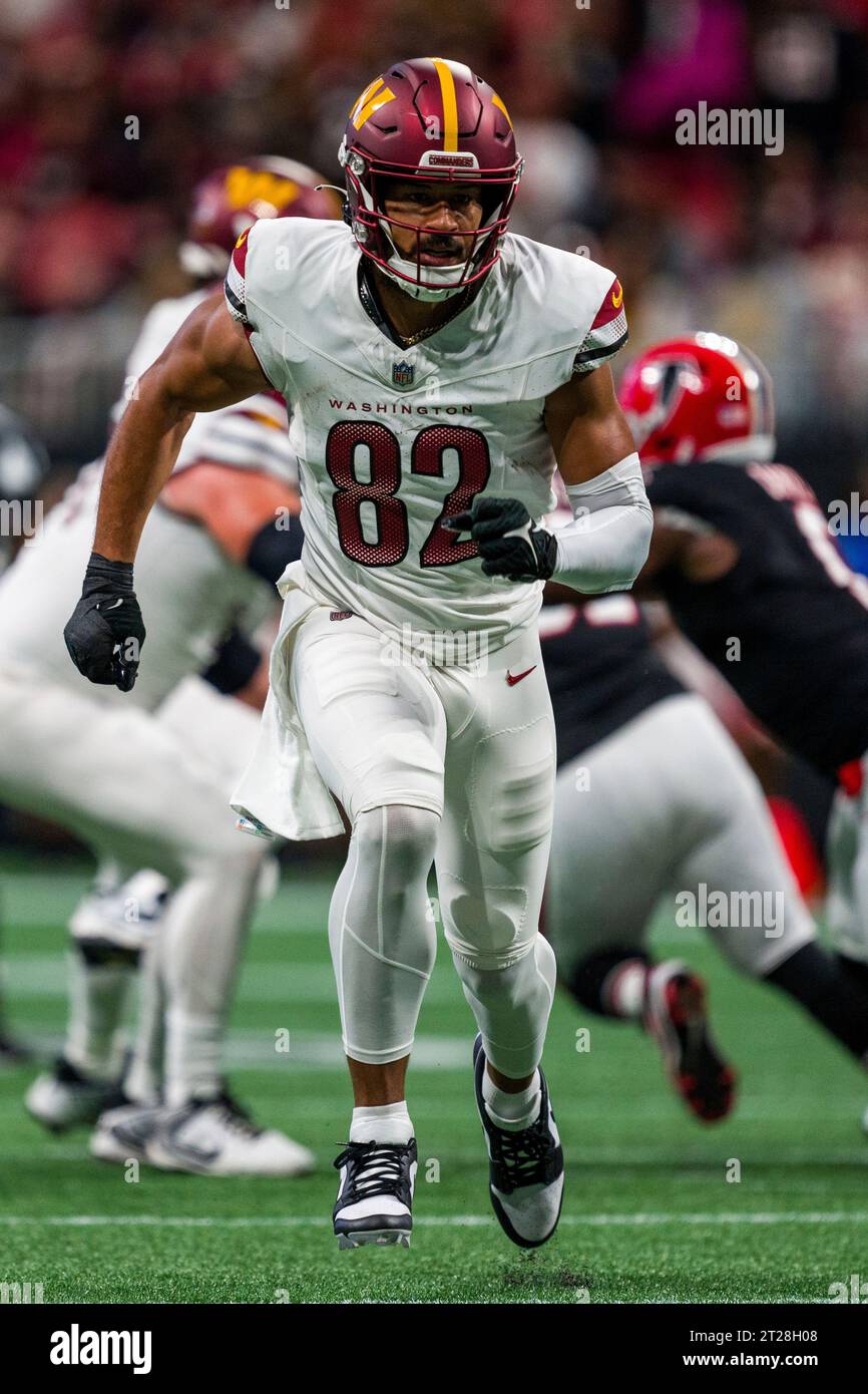 Washington Commanders tight end Logan Thomas (82) works during the ...