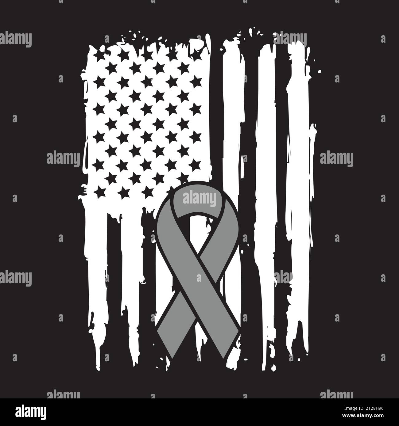 Awareness Ribbon - Brain Cancer awareness American Distressed Flag ...