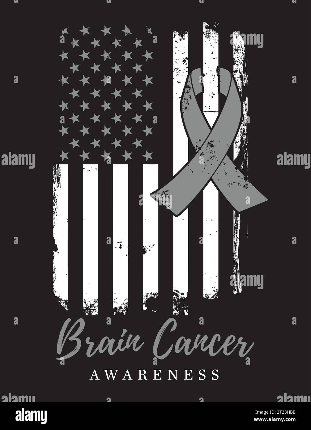 Awareness Ribbon - Brain Cancer awareness American Distressed Flag ...