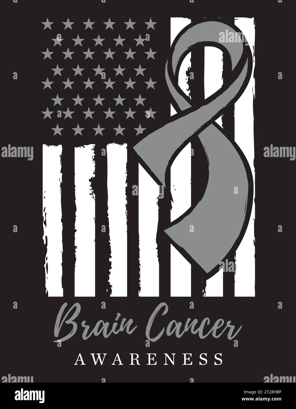 Awareness Ribbon - Brain Cancer awareness American Distressed Flag ...