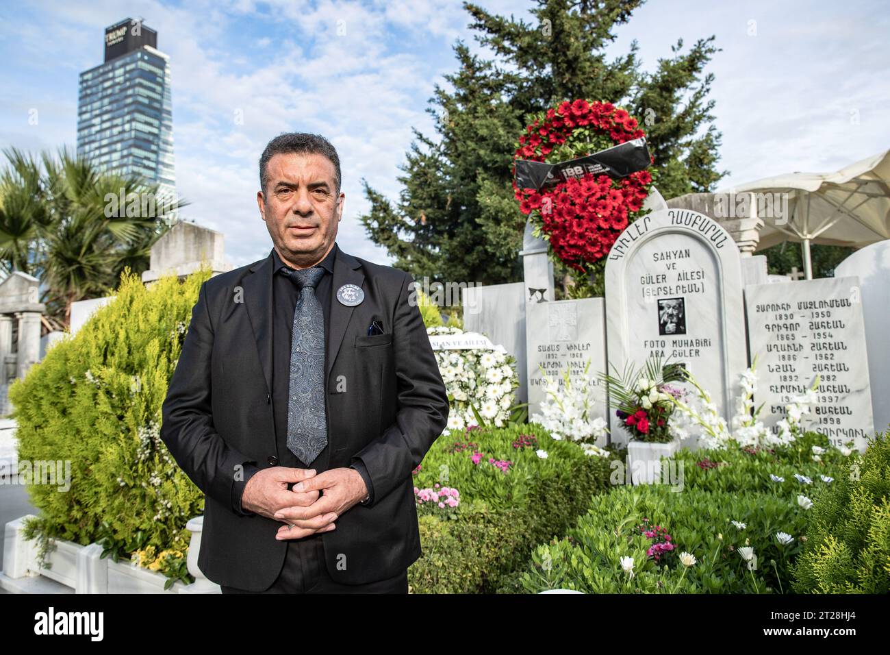 Istanbul, Turkey. 17th Oct, 2023. His assistant Fatih Aslan attends the ...
