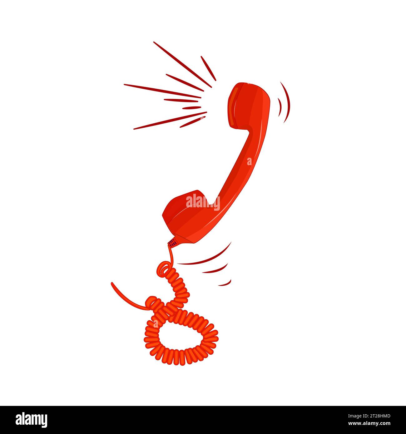 Telephone receiver. Red ringing handset. Hotline symbol.Contact center ...