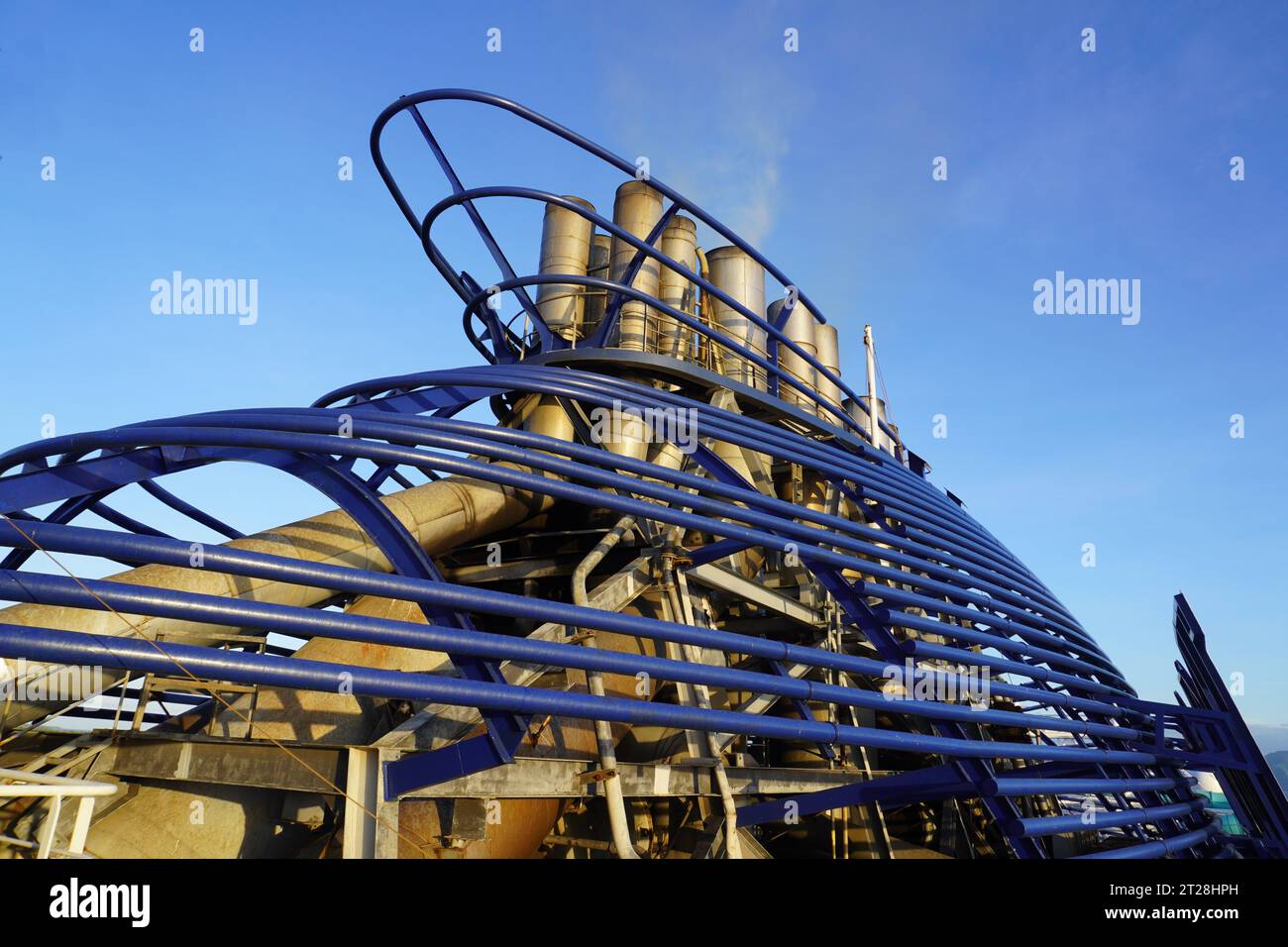 Close Up of the Chimneys on a Cruise Ship Stock Photo - Alamy