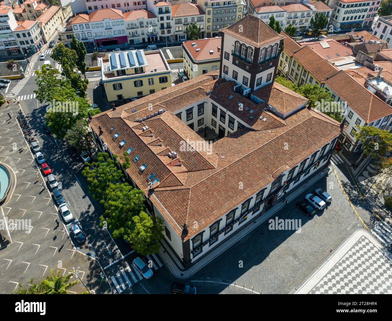 Funchal, Madeira - Jul 7, 2022: Aerial view of the City Hall of Funchal ...