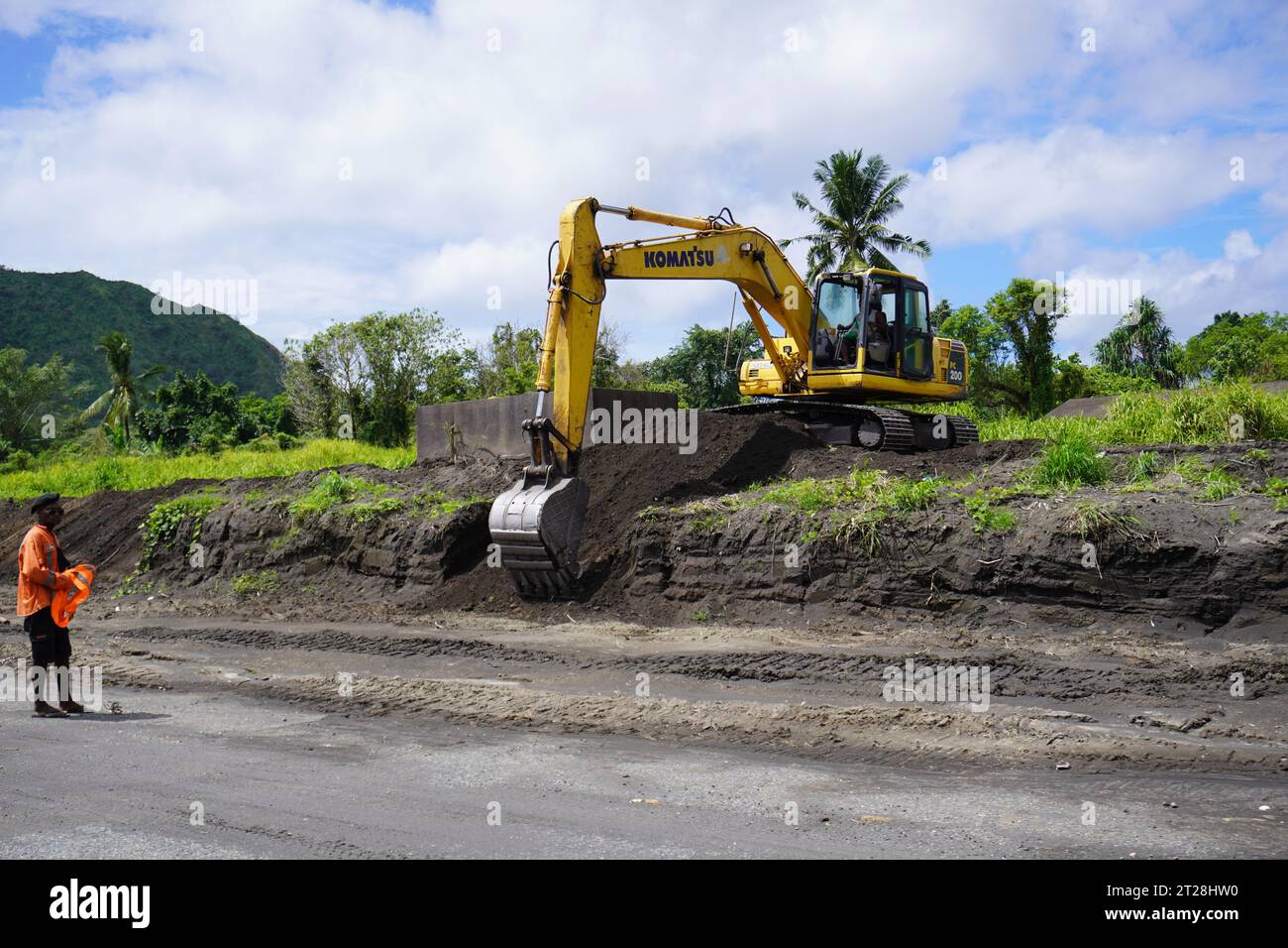 Excavator carrying out Road Construction Work on the Outskirts of ...