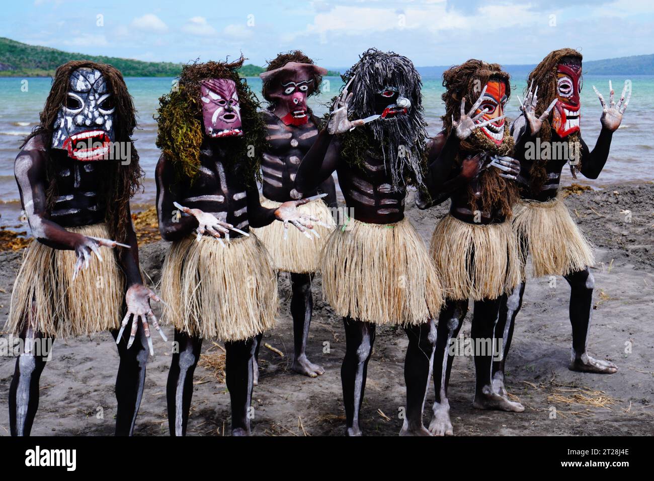 Masked Ghost Dancers in Traditional Clothing posing for a Group ...