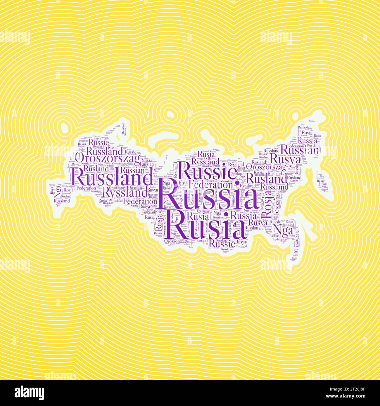 Russia shape formed by country name in multiple languages. Russia ...