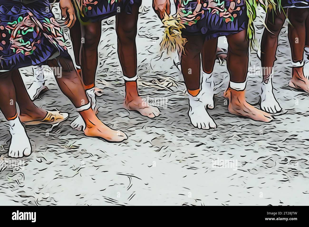 In-Camera Illustration of the Legs of Papua New Guinea Male Dancers in ...