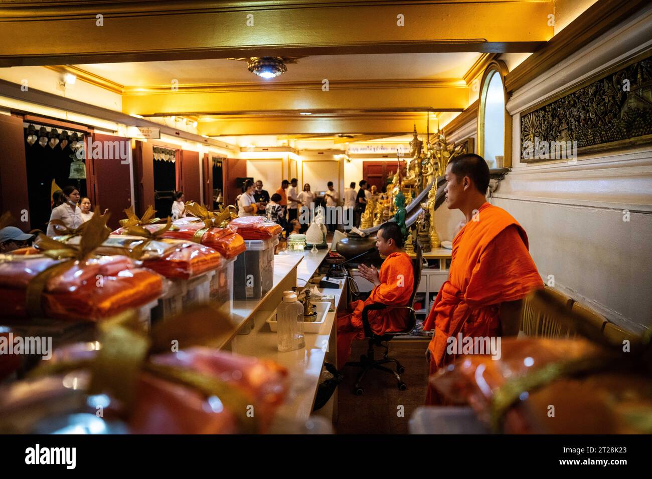 Thailand. 17th Oct, 2023. BANGKOK, THAILAND - OCTOBER 18: Monks chant ...