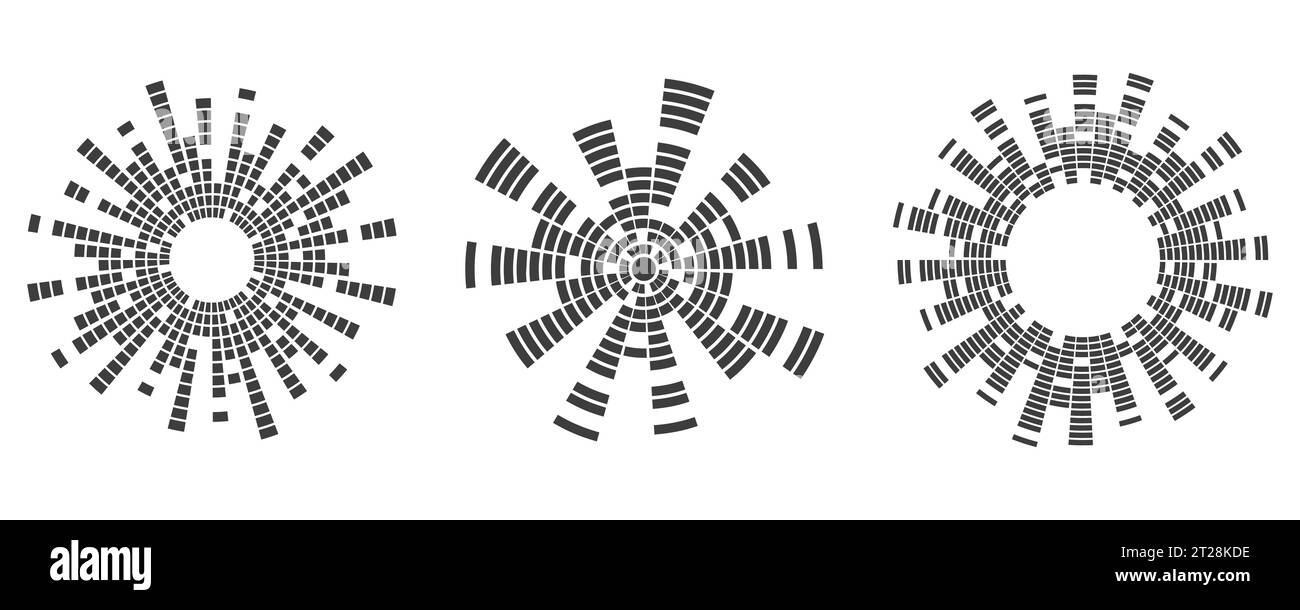 Circle sound wave. Audio music equalizer. Round circular icons set ... Circle sound wave. Audio music equalizer. Round circular icons set ...
