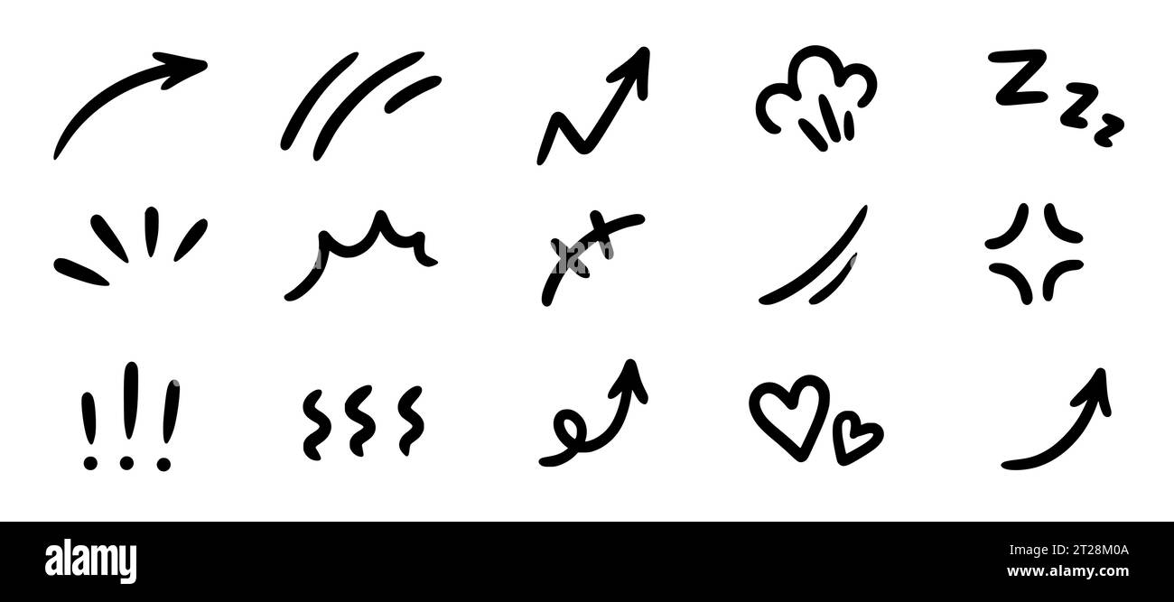 Line movement effect element, cartoon emotion effect decoration icon ...