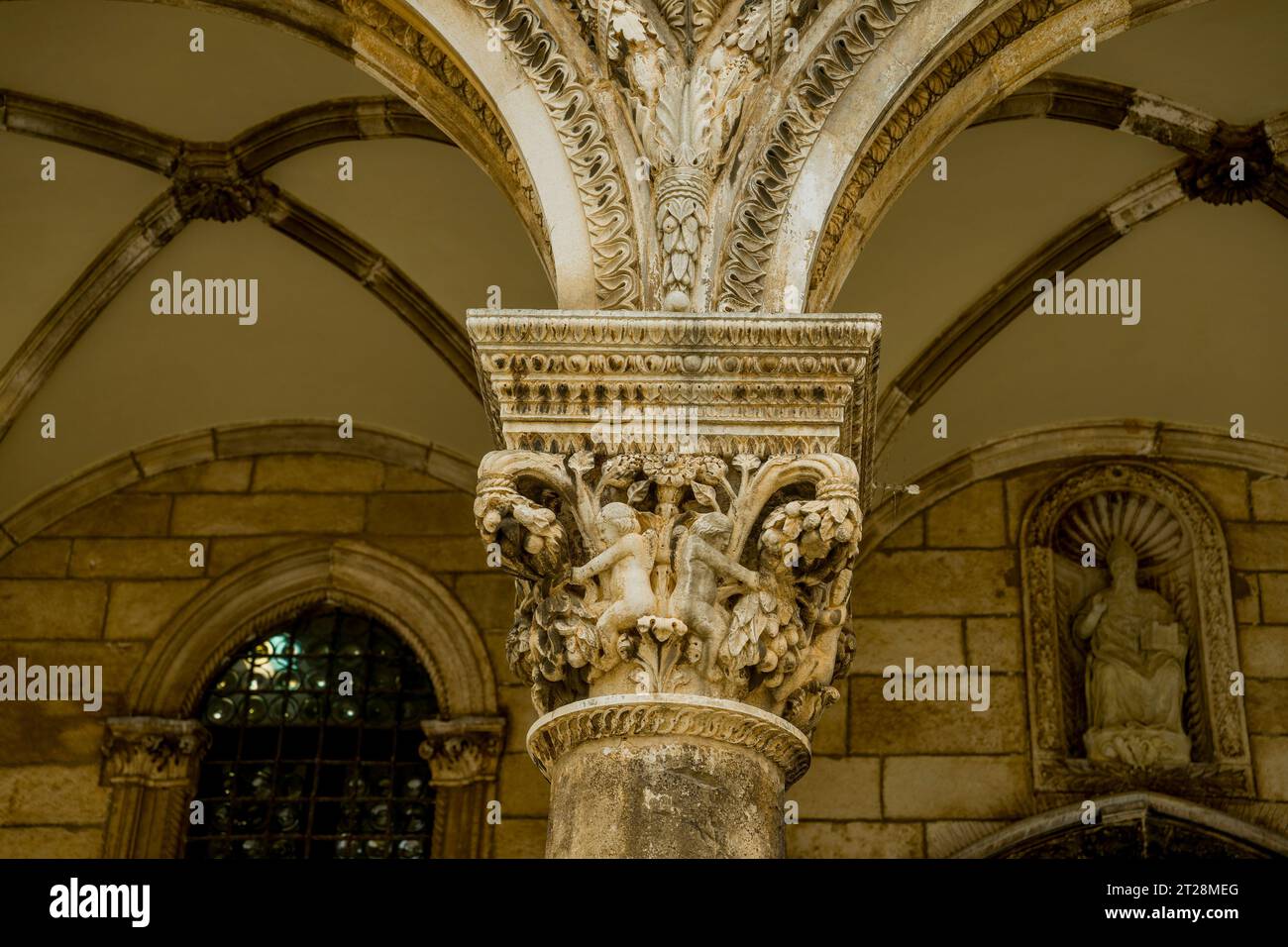 Detail of a capital at the Rector’s Palace, a palace that used to serve ...