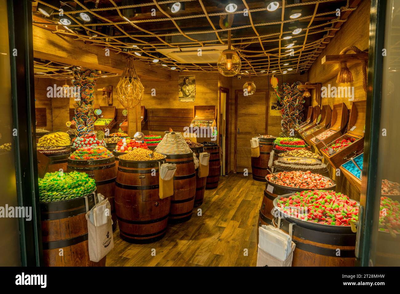 A candy store with colorful sweets in the old town of Dubrovnik in ...