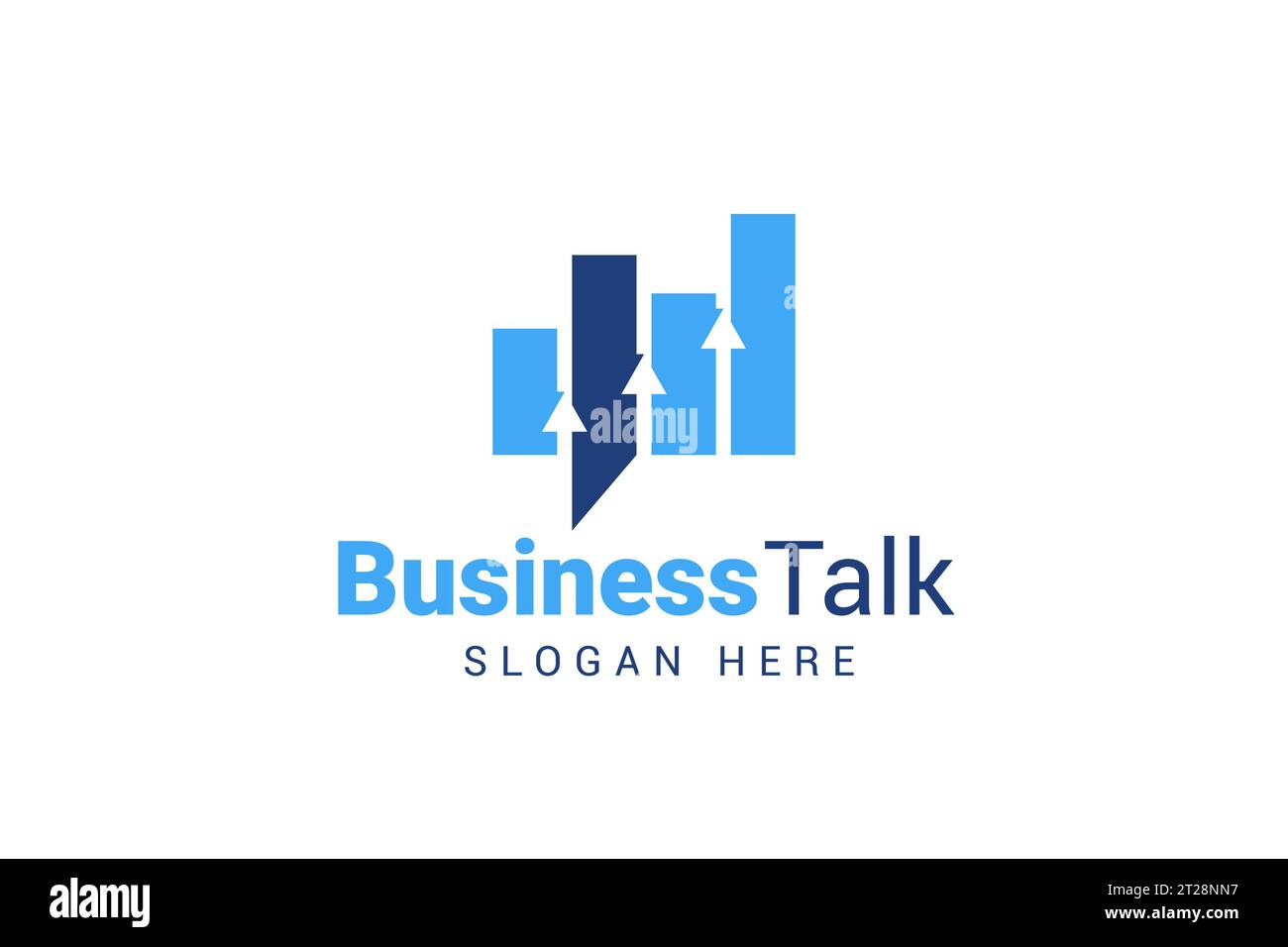 business talk and discussion logo design template. Bar chart and arrow ...