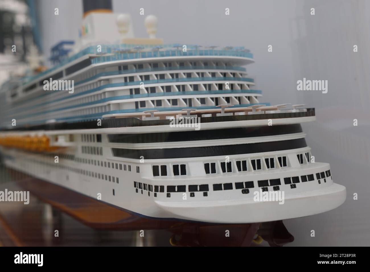 A model of the cruise ship Adora Magic City at North Bund Garden draws ...