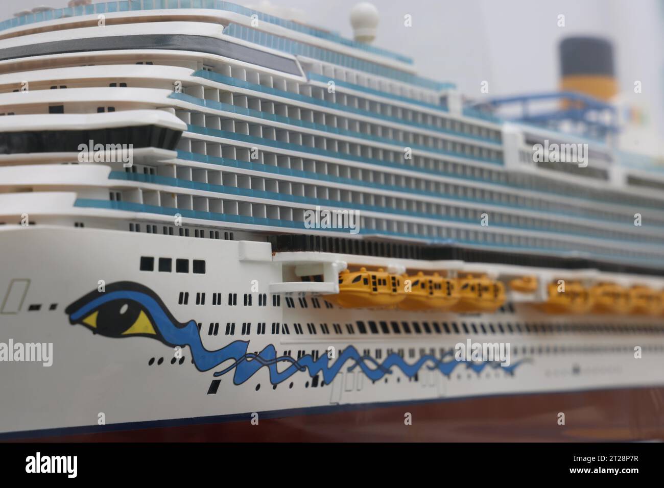 A model of the cruise ship Adora Magic City at North Bund Garden draws ...